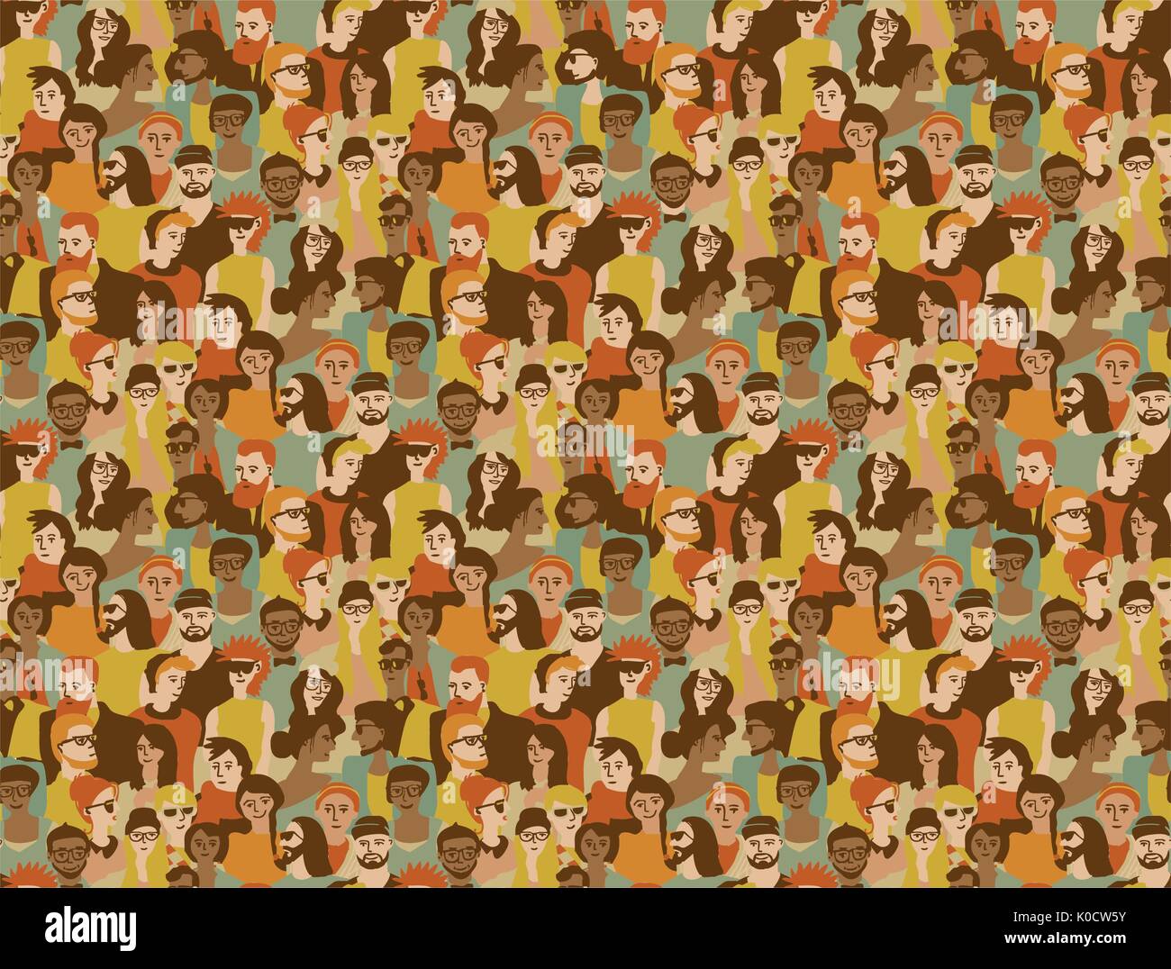 Cartoon illustration large crowd community hi-res stock photography and ...