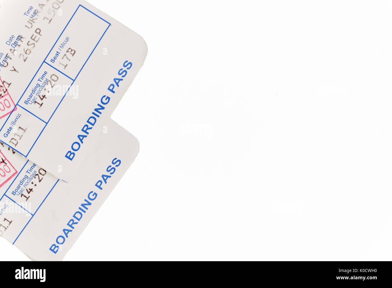 Two boarding plane ticket, close-up, isolated Stock Photo - Alamy