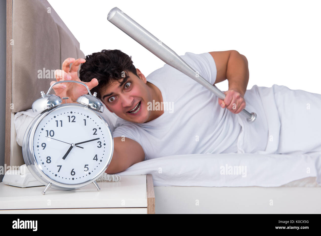 Man in bed suffering from insomnia Stock Photo - Alamy