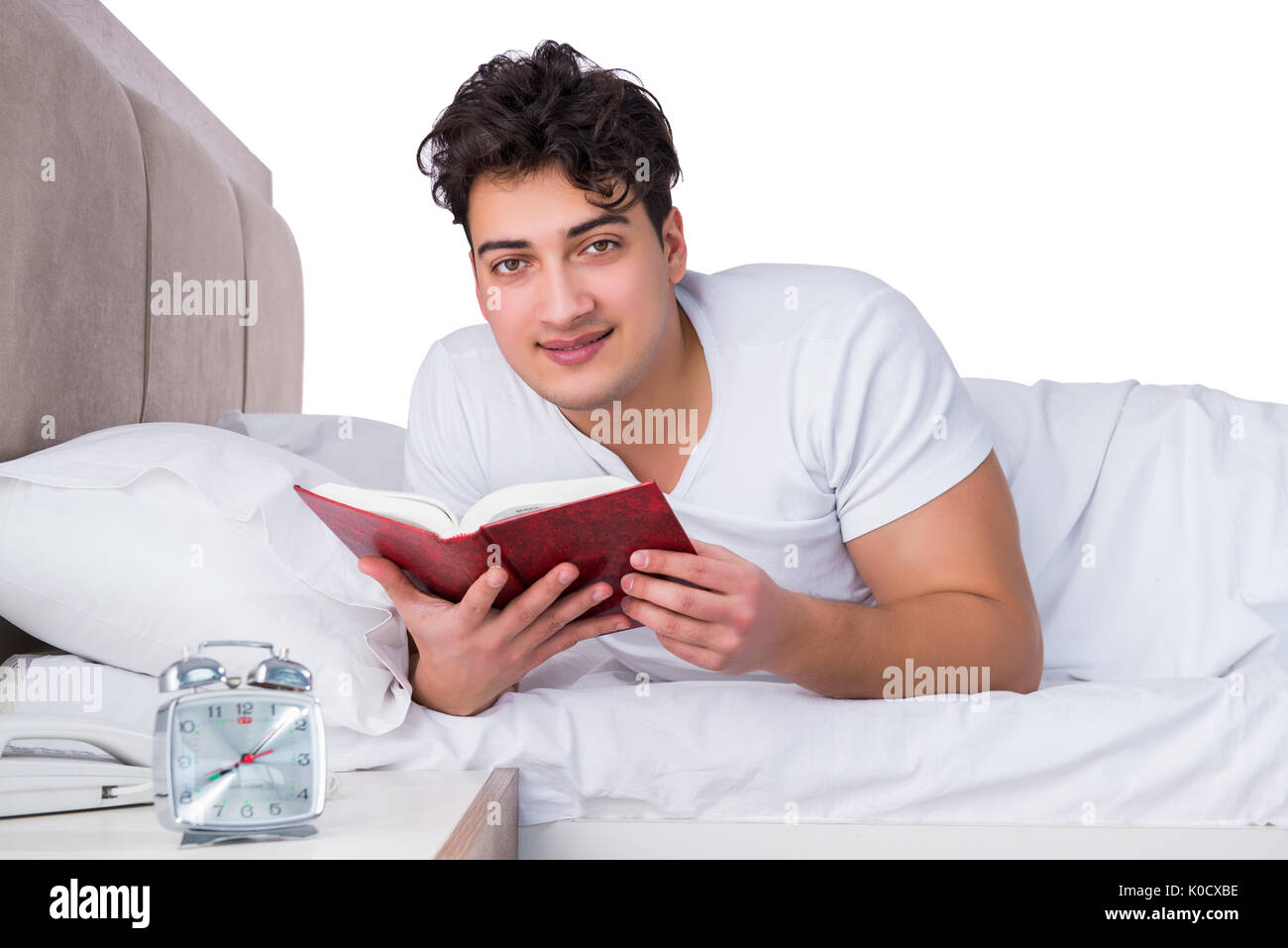 Man in bed suffering from insomnia Stock Photo - Alamy
