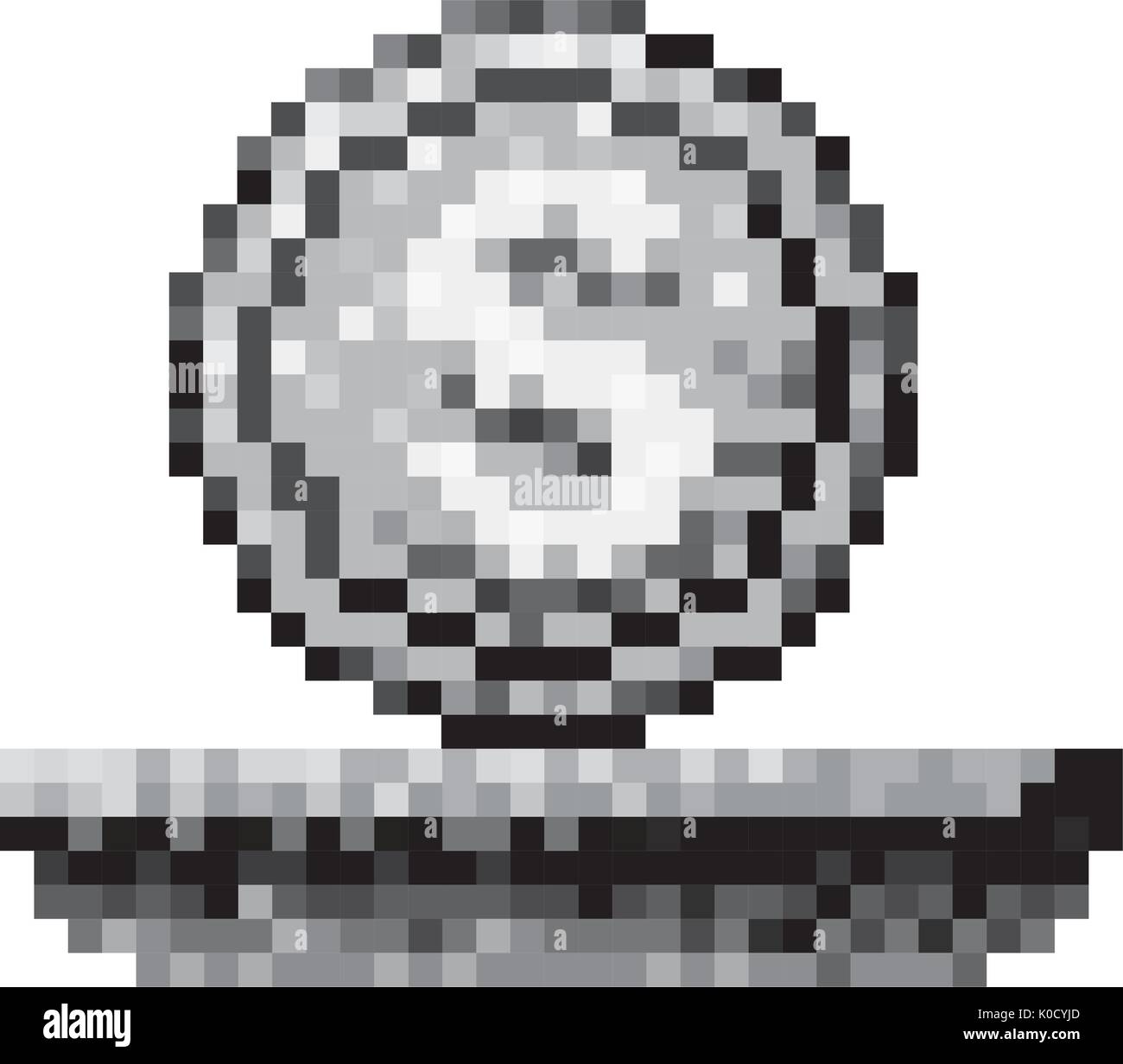 monochrome pixelated coin with money symbol over grass Stock Vector ...