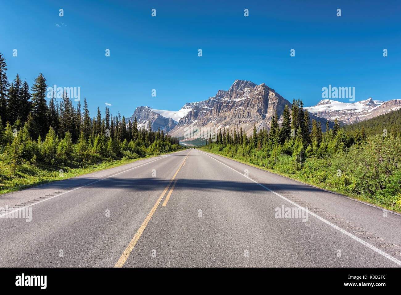 Beautiful Highway through Canadian Rockies in Banff National Park Stock ...