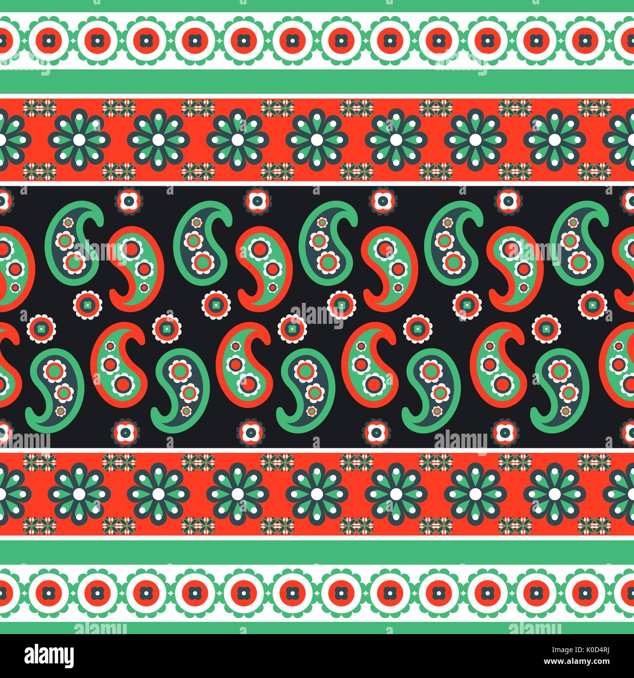 Paisley flower pattern seamless row vector Stock Vector Image & Art - Alamy