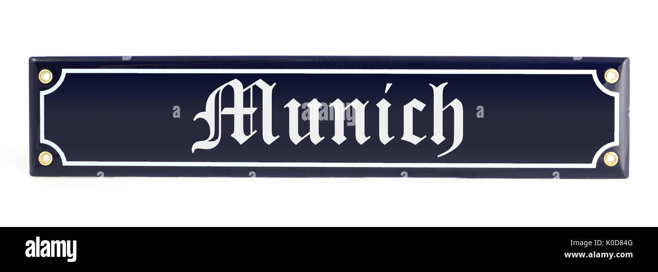 Metal banner with city name Munich Stock Photo - Alamy