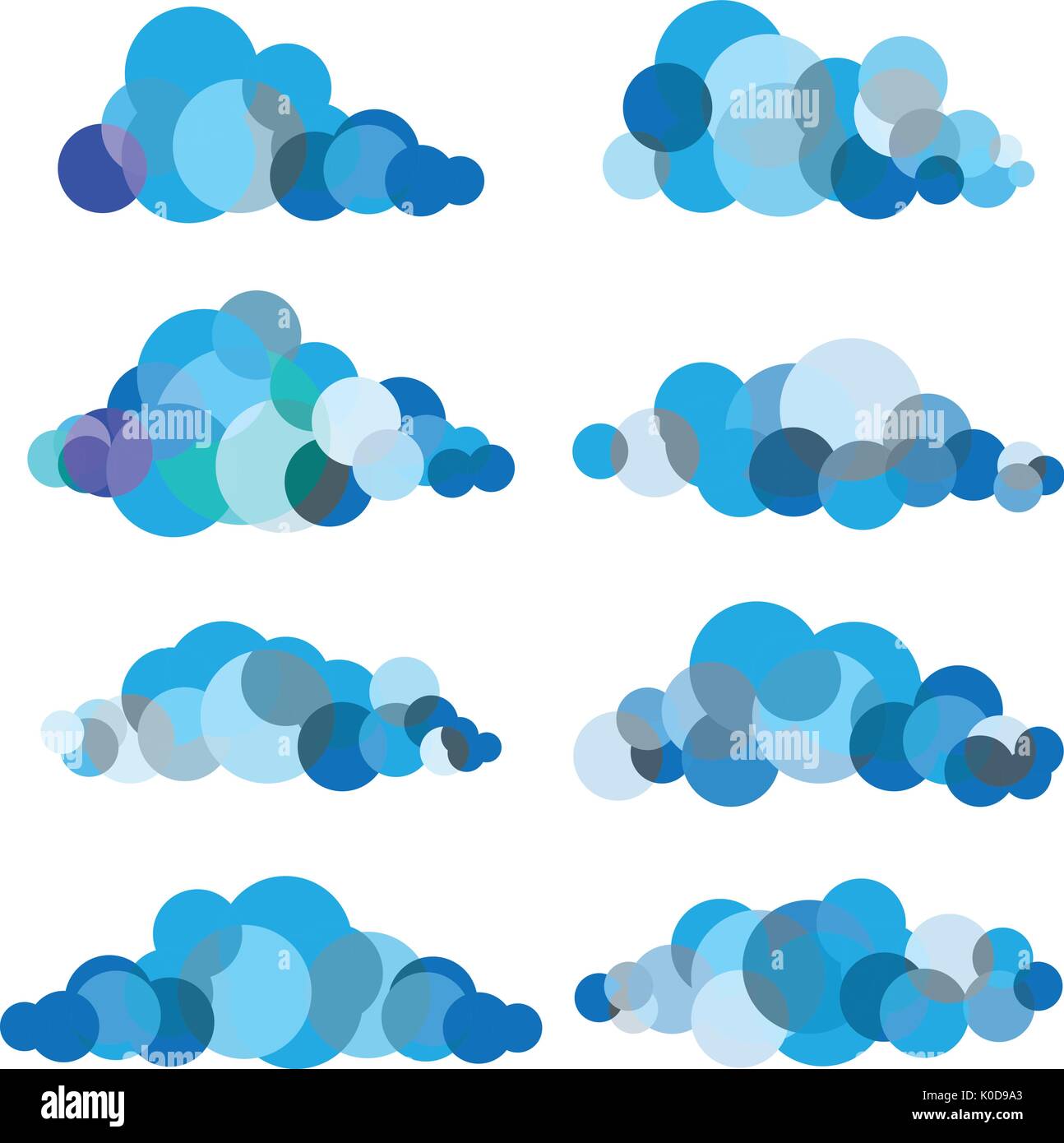 Cloud vector icon set blue color on white background Stock Vector Image ...