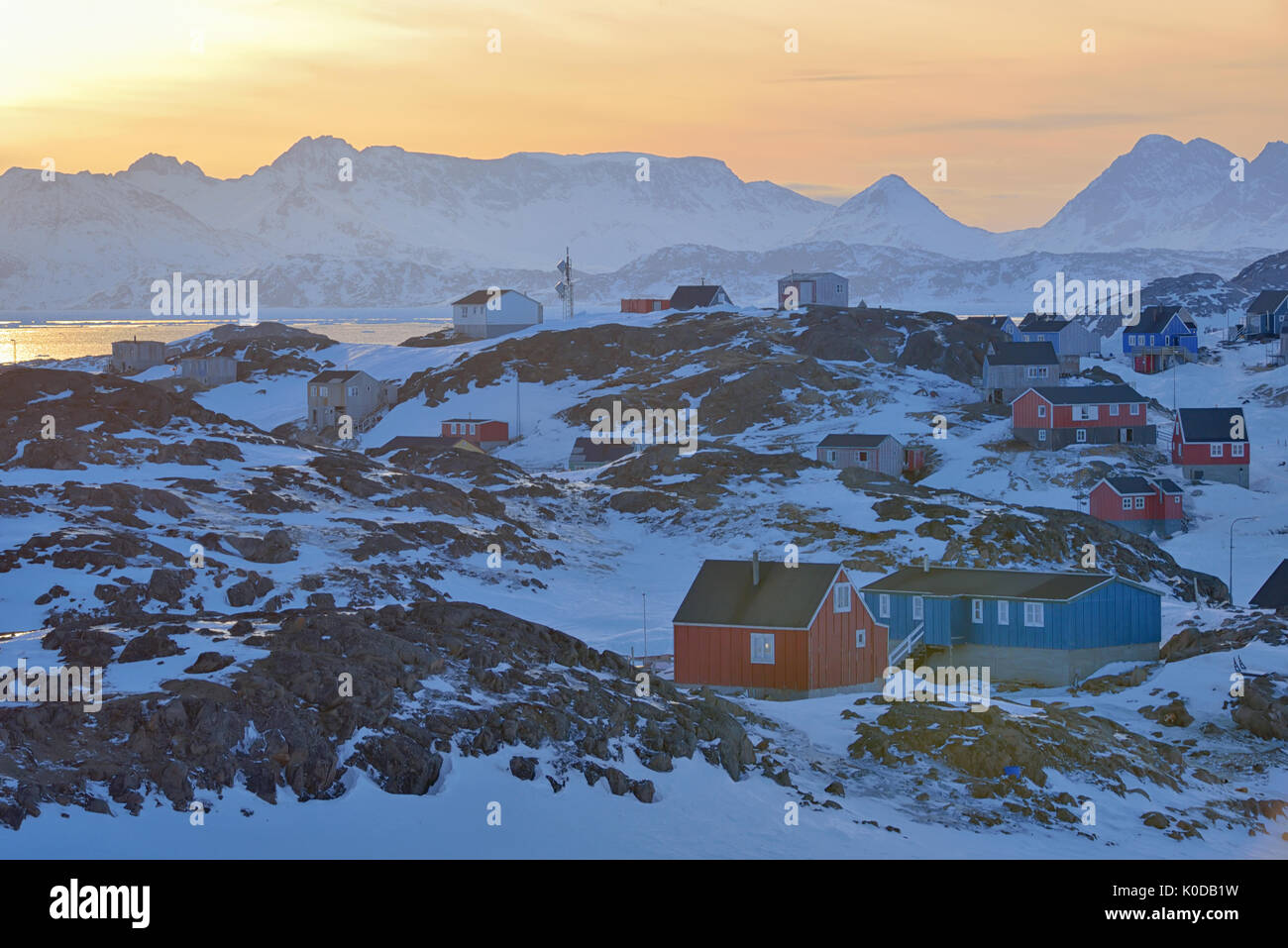 Colorful houses in Greenland in spring time Stock Photo - Alamy