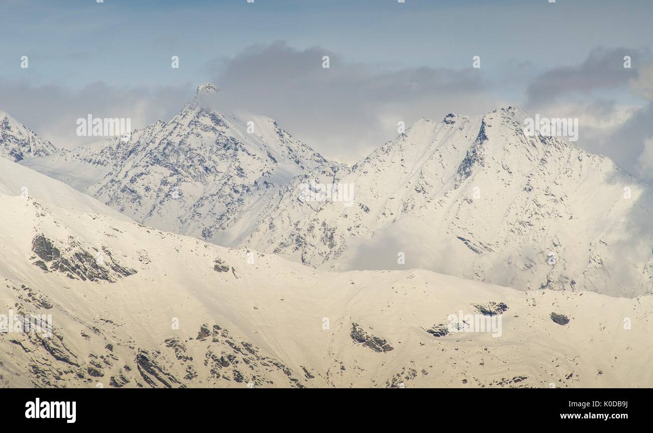 Canavese, Piedmont, Italy. Peaks with snow and clouds Stock Photo - Alamy