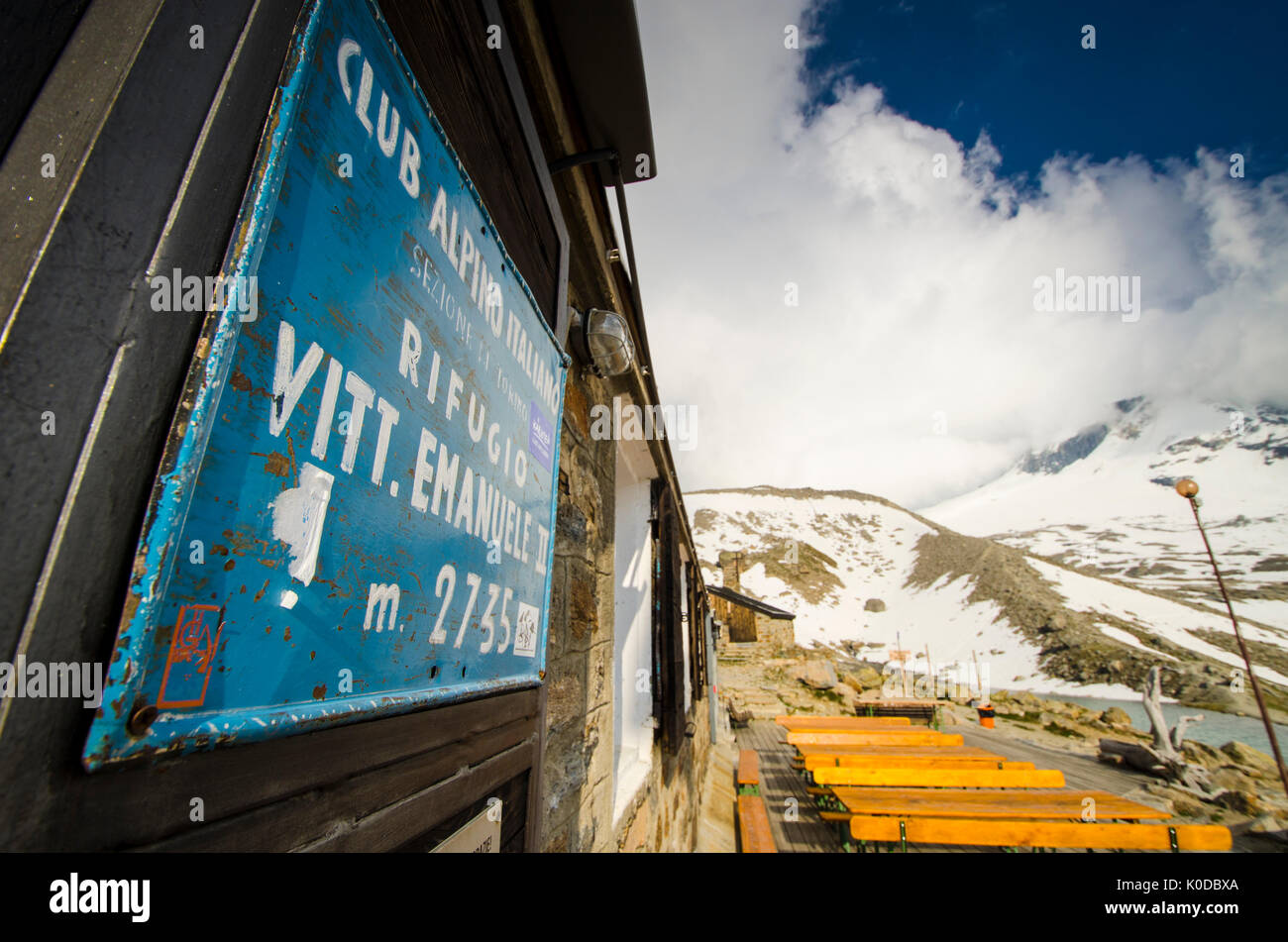 The entrance of Vittorio Emanuele hut (Valsavarenche, Gran Paradiso ...