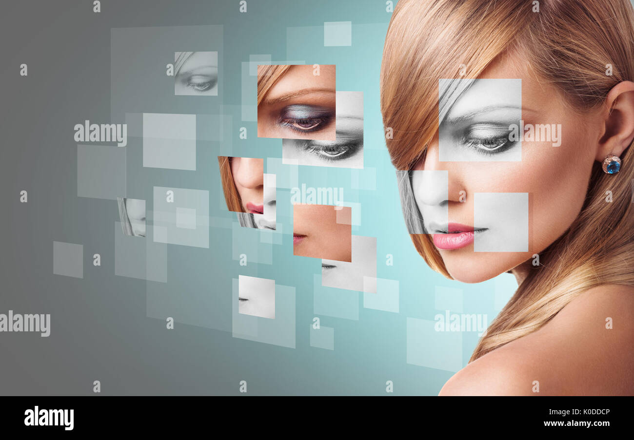 Woman's face collected from different parts Stock Photo - Alamy