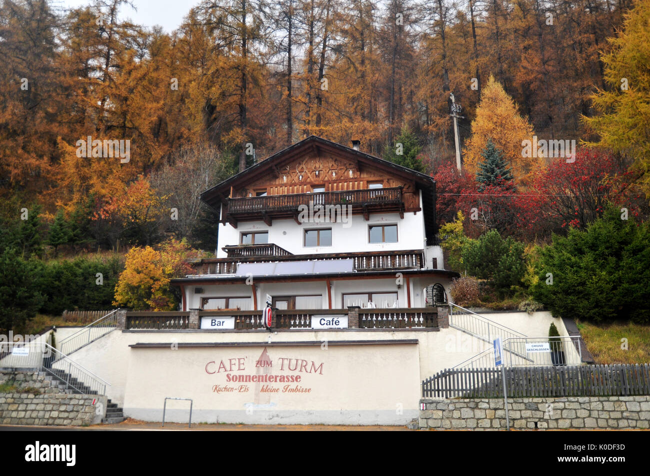Classic building and resort of Skiparadise Nauders in countryside at ...