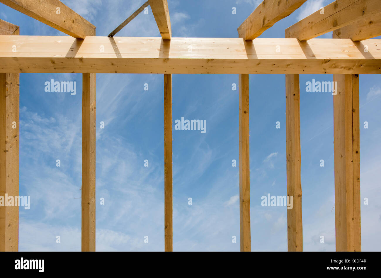 framework of new built roof on residential house in construction Stock ...