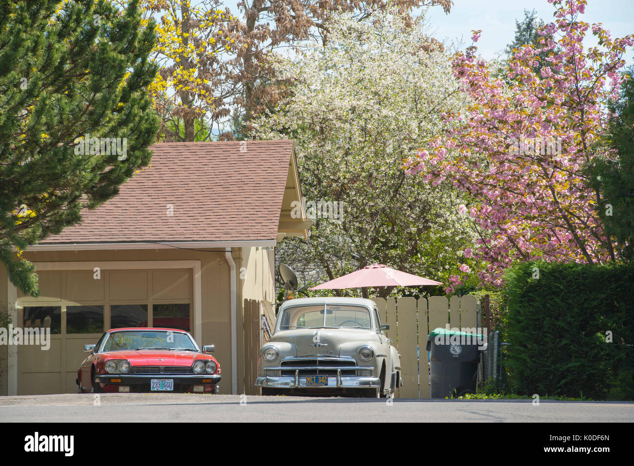USA, Oregon,Southern, Jacksonville, spring and classic cars Stock Photo ...