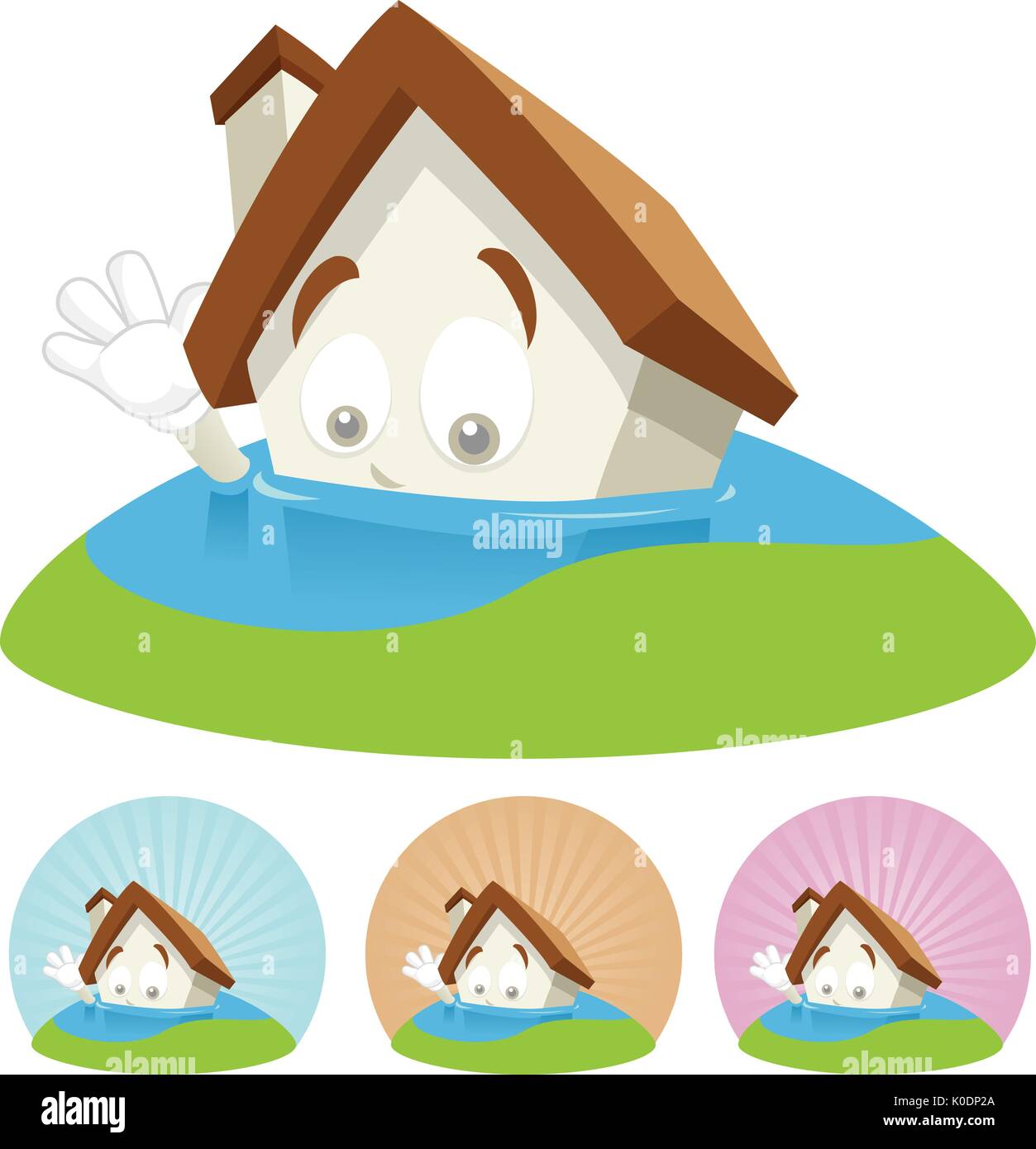 House cartoon character illustration sinking through water Stock Vector ...