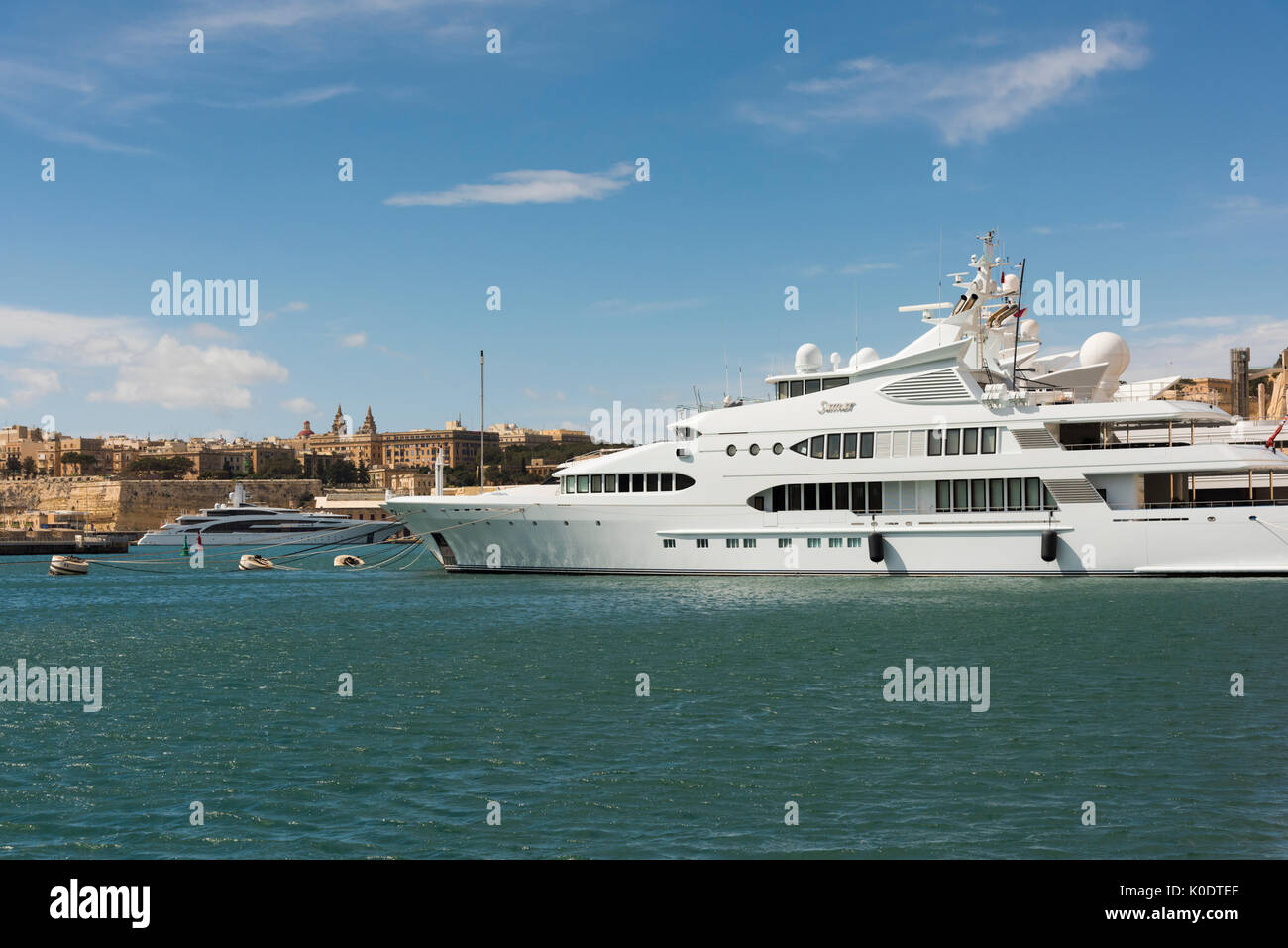 Samar a luxury charter yacht or speedboat moored in the Grand Harbour ...