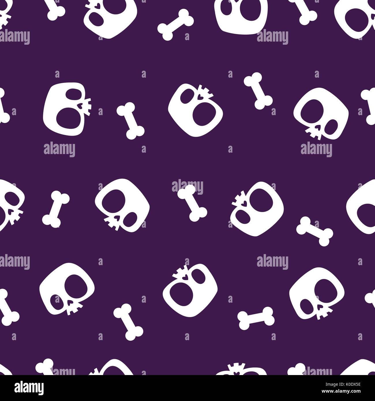 Simple seamless pattern with white silhouettes of cartoon human skulls ...