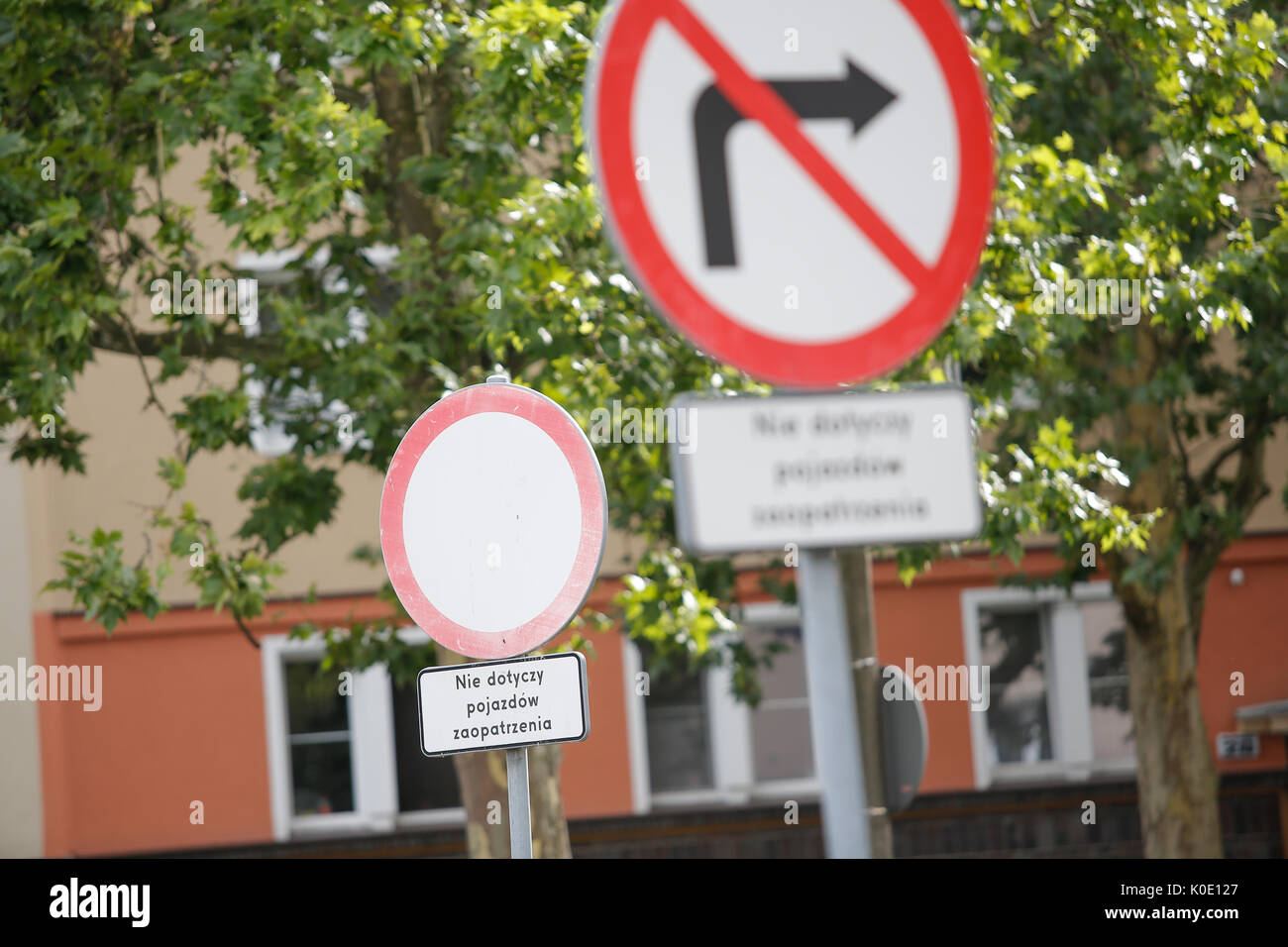 Traffic signs are seen in the center of the city on 19 August, 2017 ...
