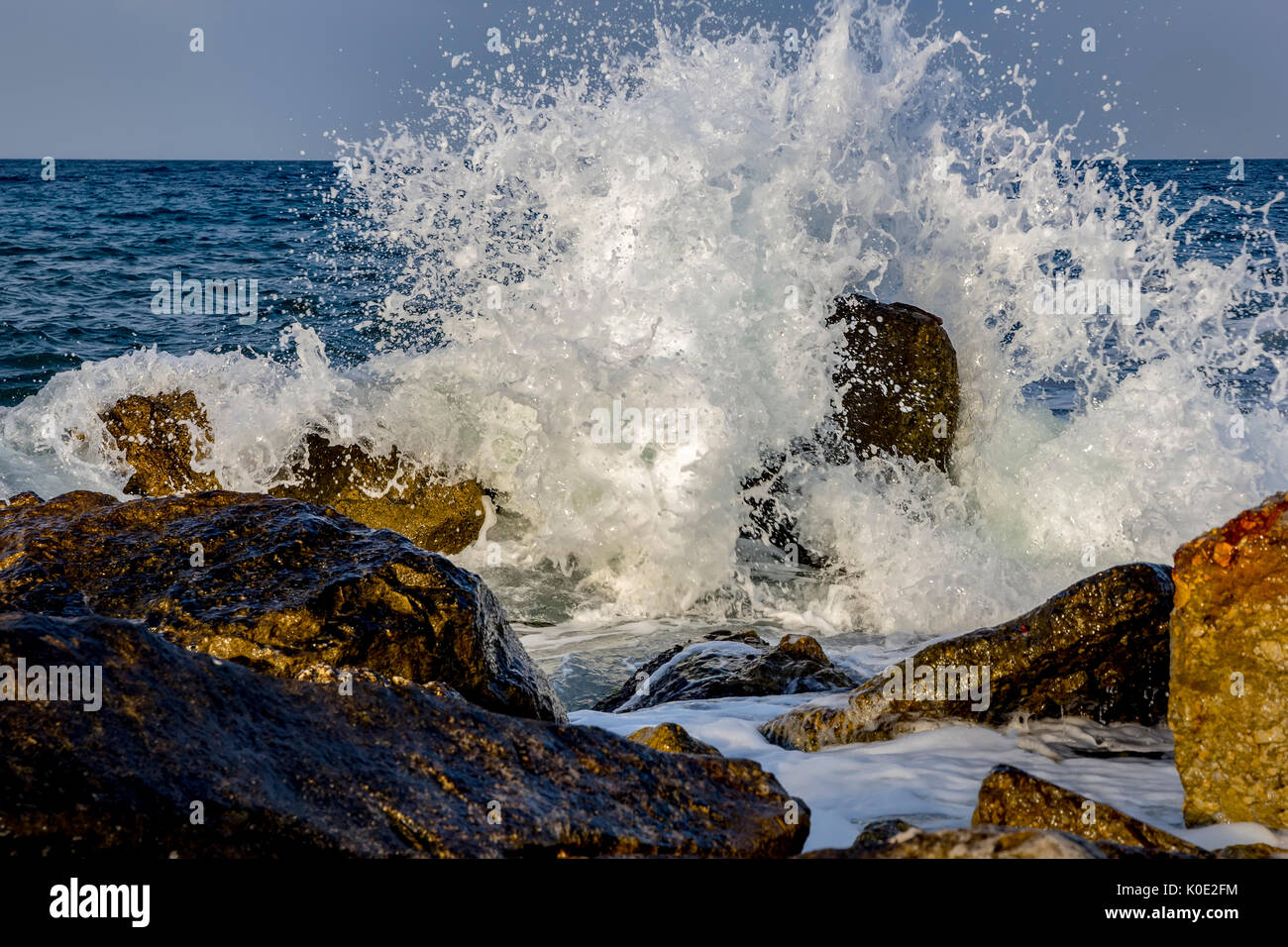 sea waves smashed on rocks. beauty water spray Stock Photo - Alamy