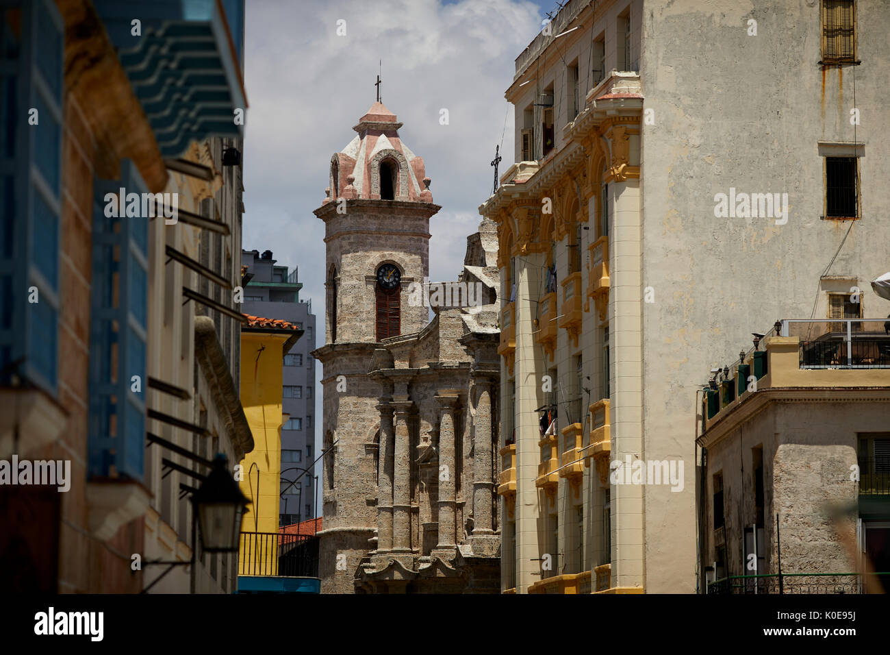 Cuban, cuba, Capital Havana old town looking down a narrow street Stock ...