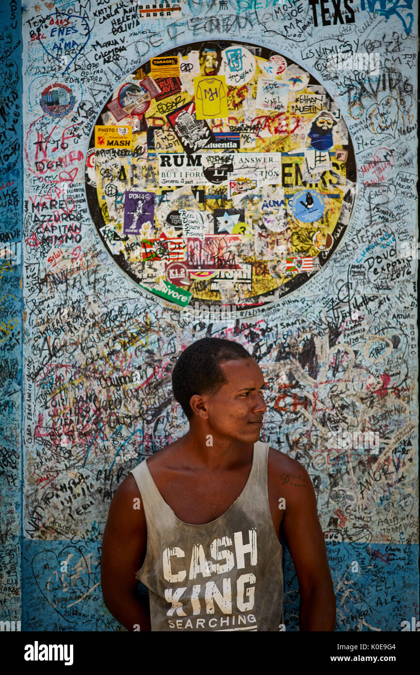 Cuban, cuba, Capital, havana artist drawing at La Bodeguita del Medio ...