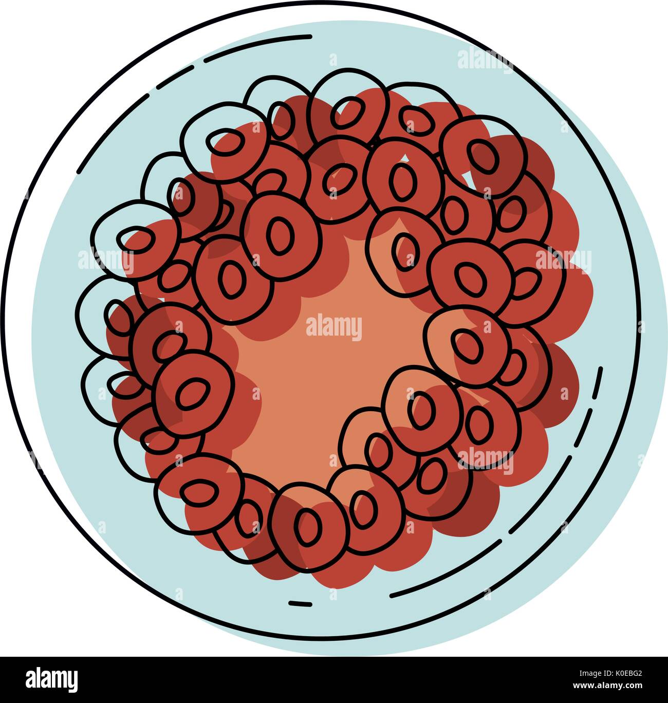 watercolor painted silhouette of front view division of the ovule in ...