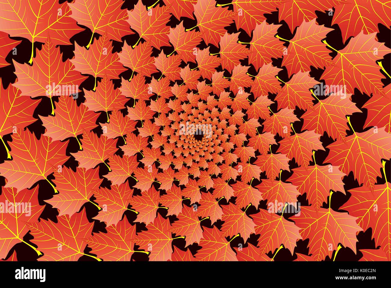 Red leaf of sycamore on dark background - vector pattern Stock Vector ...