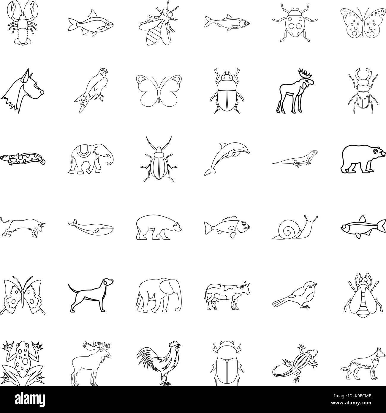 Nature icons set, outline style Stock Vector Image & Art - Alamy
