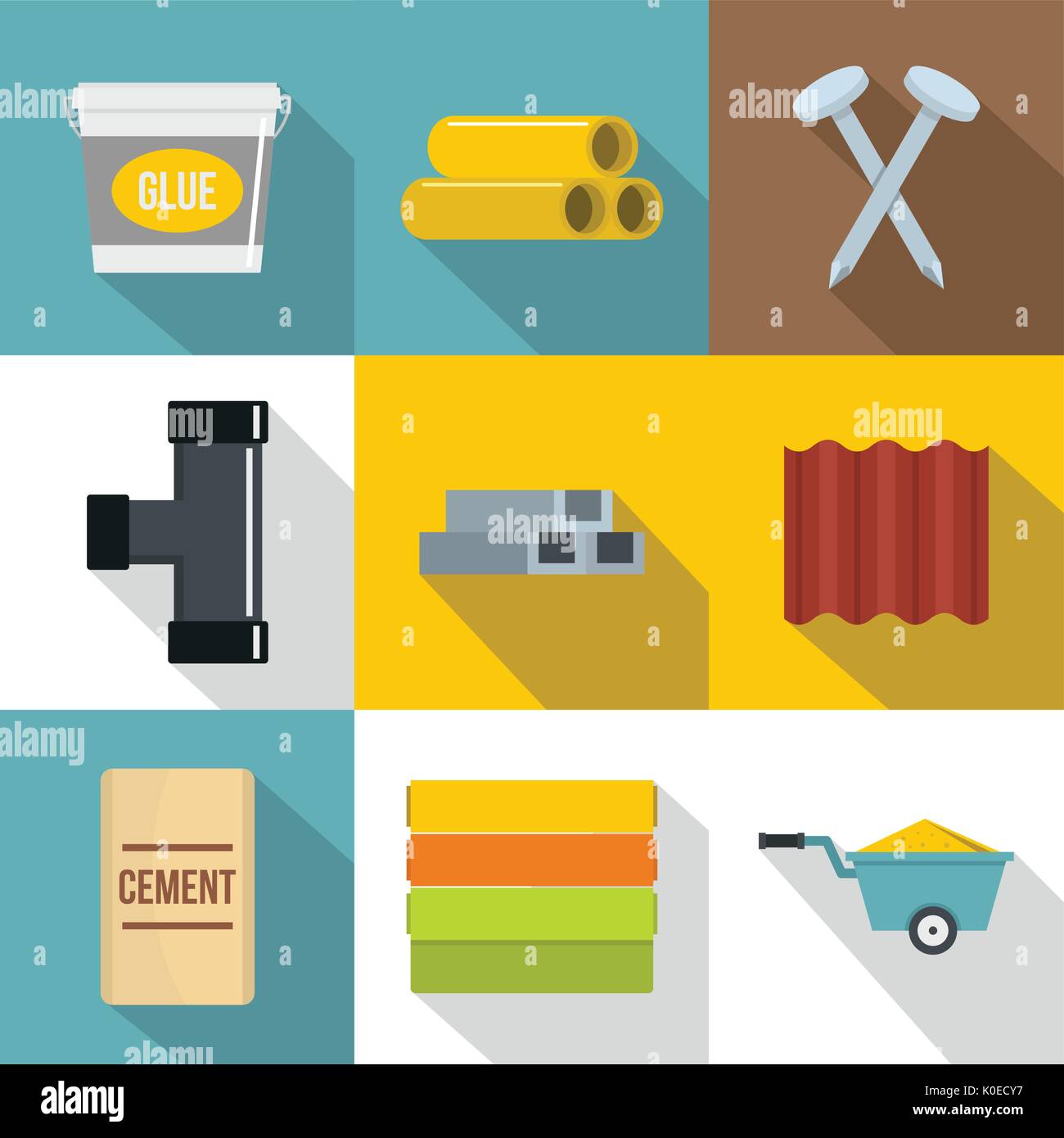 Construction works icons set, flat style Stock Vector Image & Art - Alamy