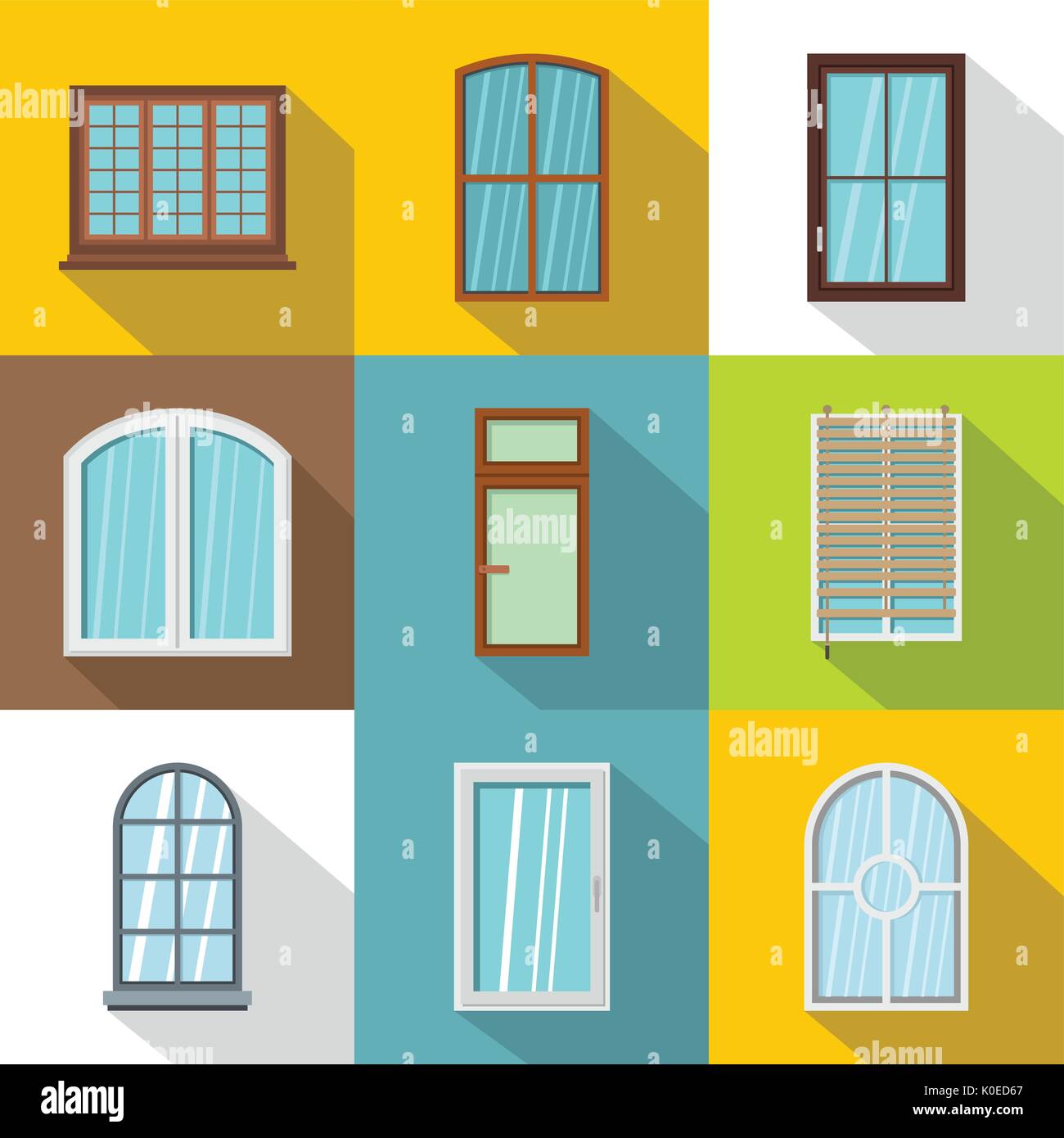 Window icons set, flat style Stock Vector Image & Art - Alamy