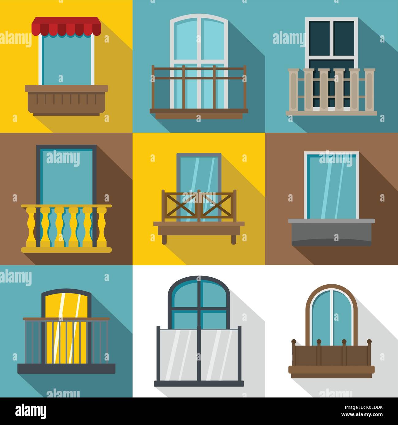 Various outdoor windows icons set, flat style Stock Vector Image & Art ...