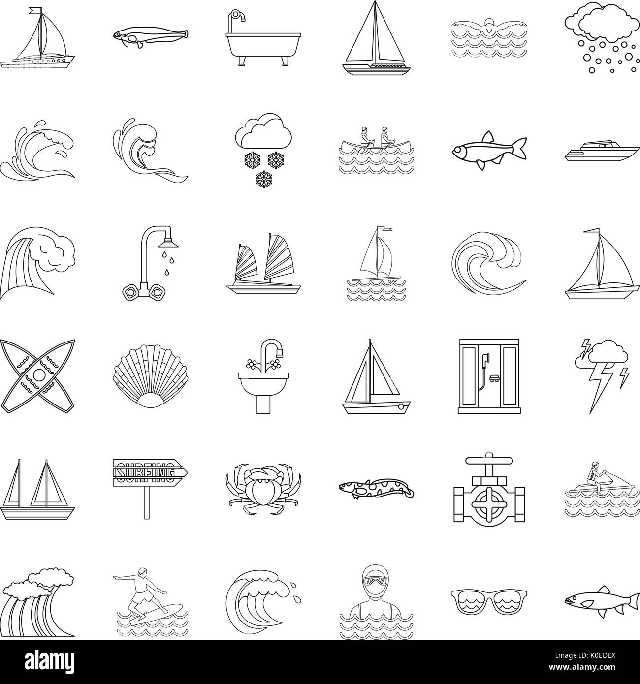 Water icons set, outline style Stock Vector Image & Art - Alamy