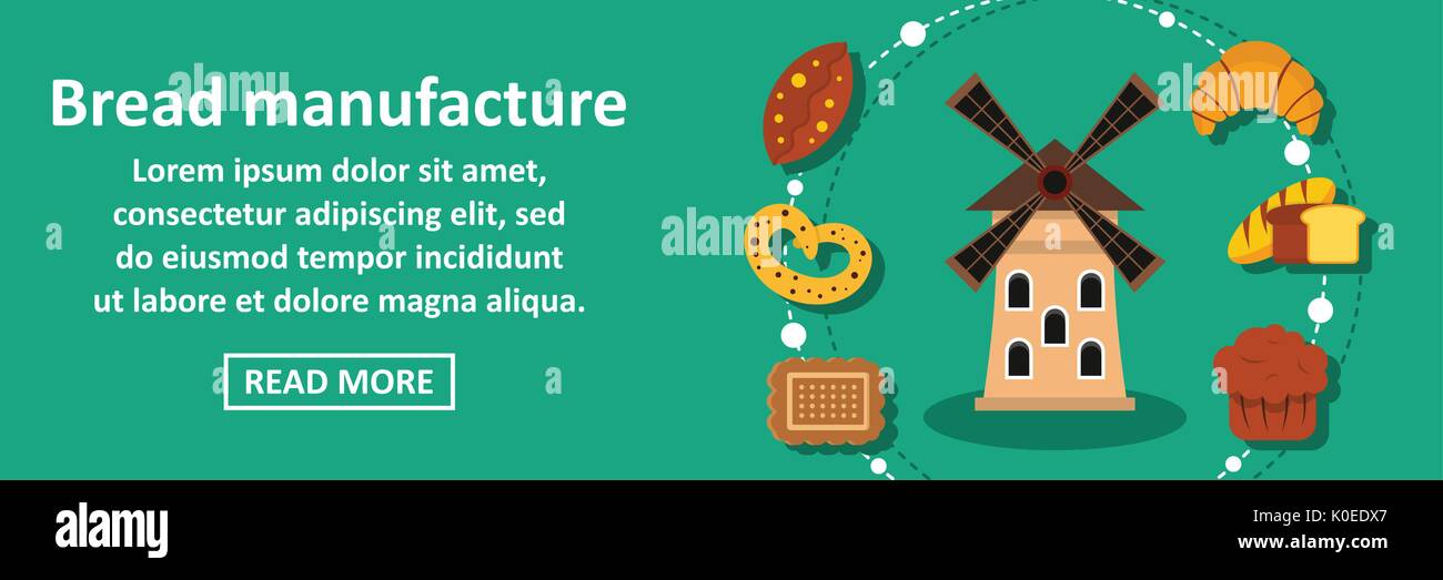 Bread manufacture banner horizontal concept Stock Vector Image & Art ...