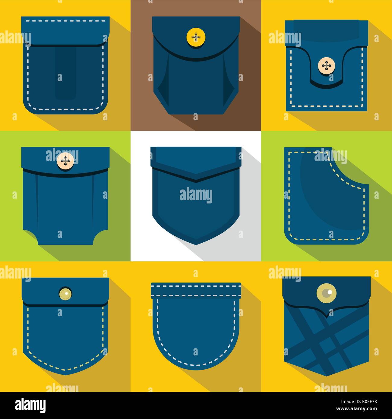 Pocket icons set, flat style Stock Vector Image & Art - Alamy