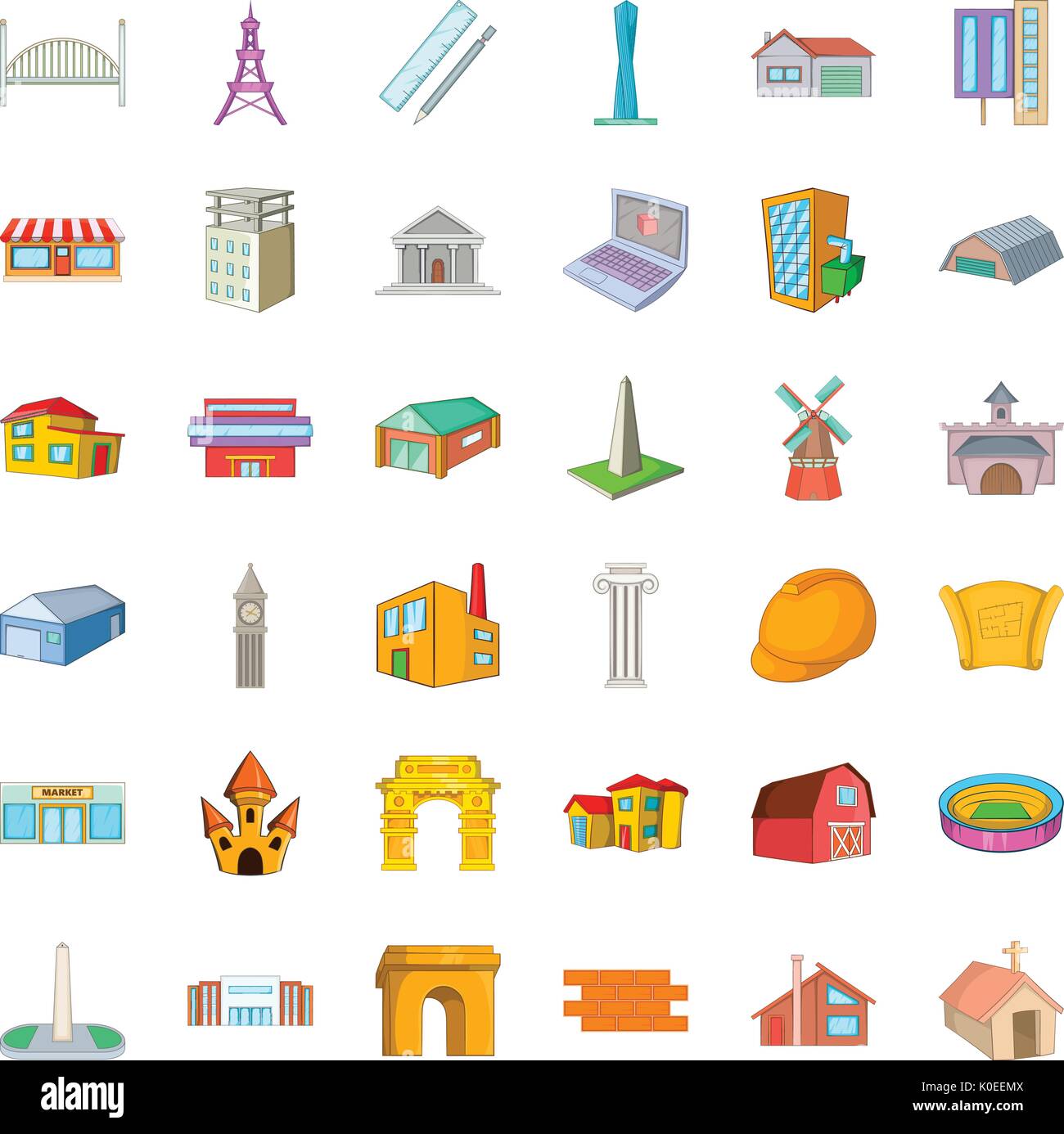 City architecture icons set, cartoon style Stock Vector Image & Art - Alamy