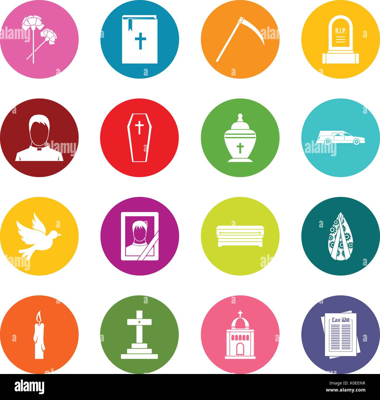 Funeral icons many colors set Stock Vector Image & Art - Alamy