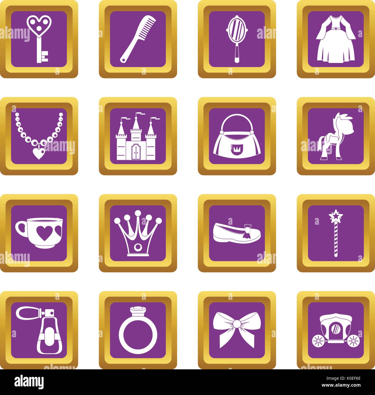 Doll princess items icons set purple Stock Vector Image & Art - Alamy