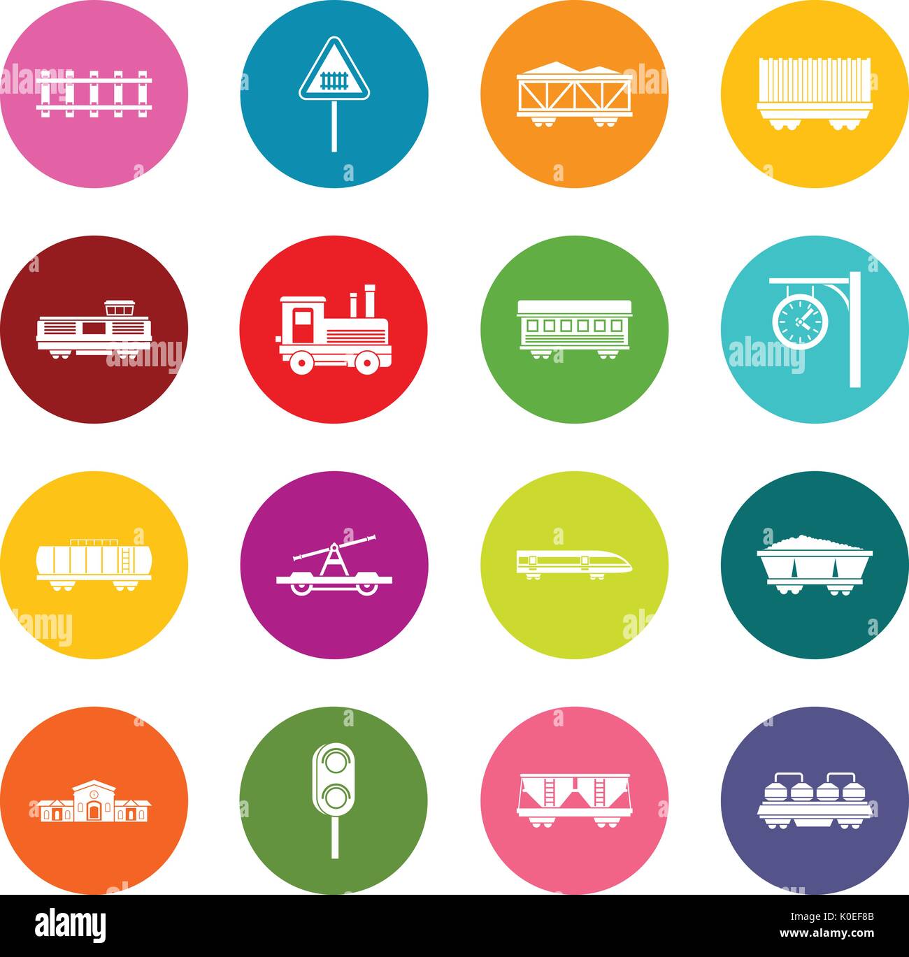 Railway icons many colors set Stock Vector Image & Art - Alamy