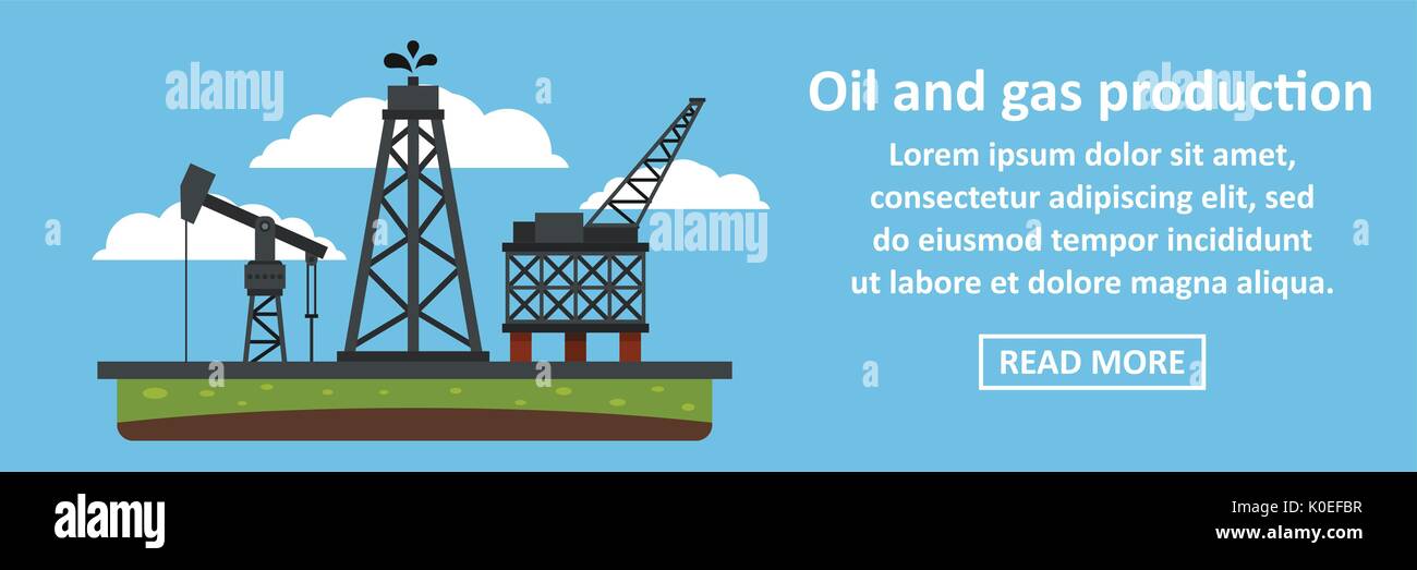 Oil and gas production banner horizontal concept Stock Vector Image ...