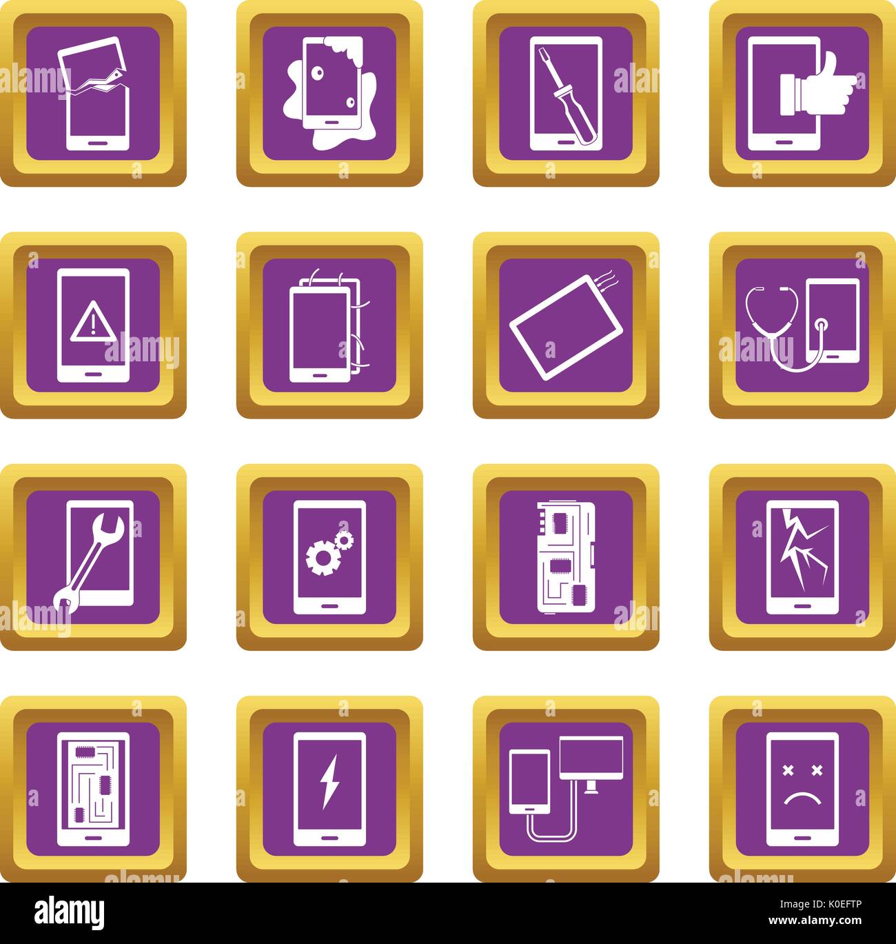 Device repair symbols icons set purple Stock Vector Image & Art - Alamy