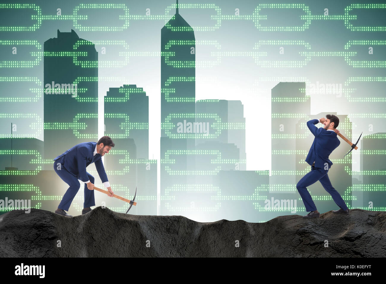 Cryptocurrency concept with businessman mining money Stock Photo - Alamy