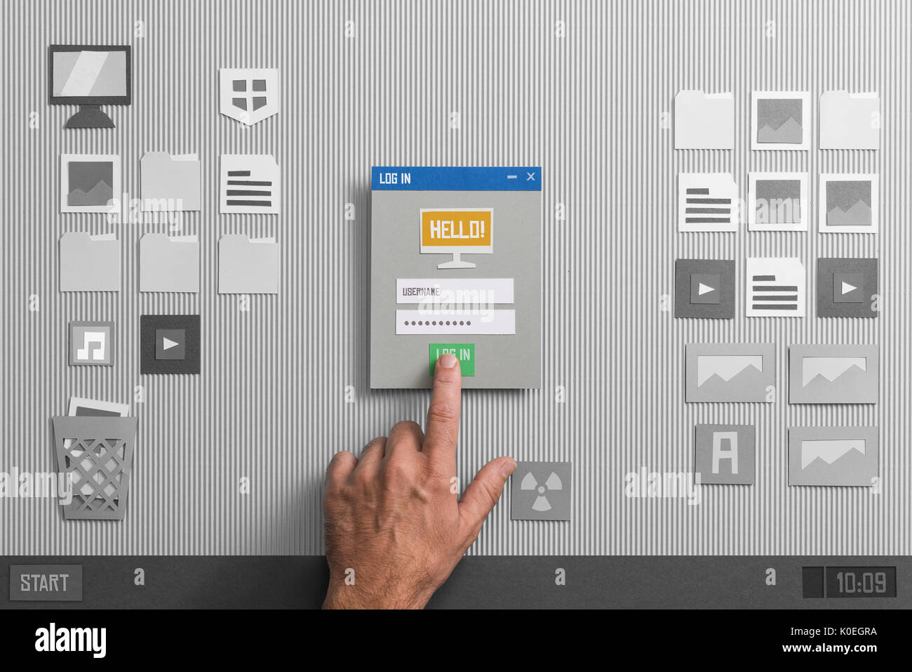 User login and application launching at startup on a computer interface ...