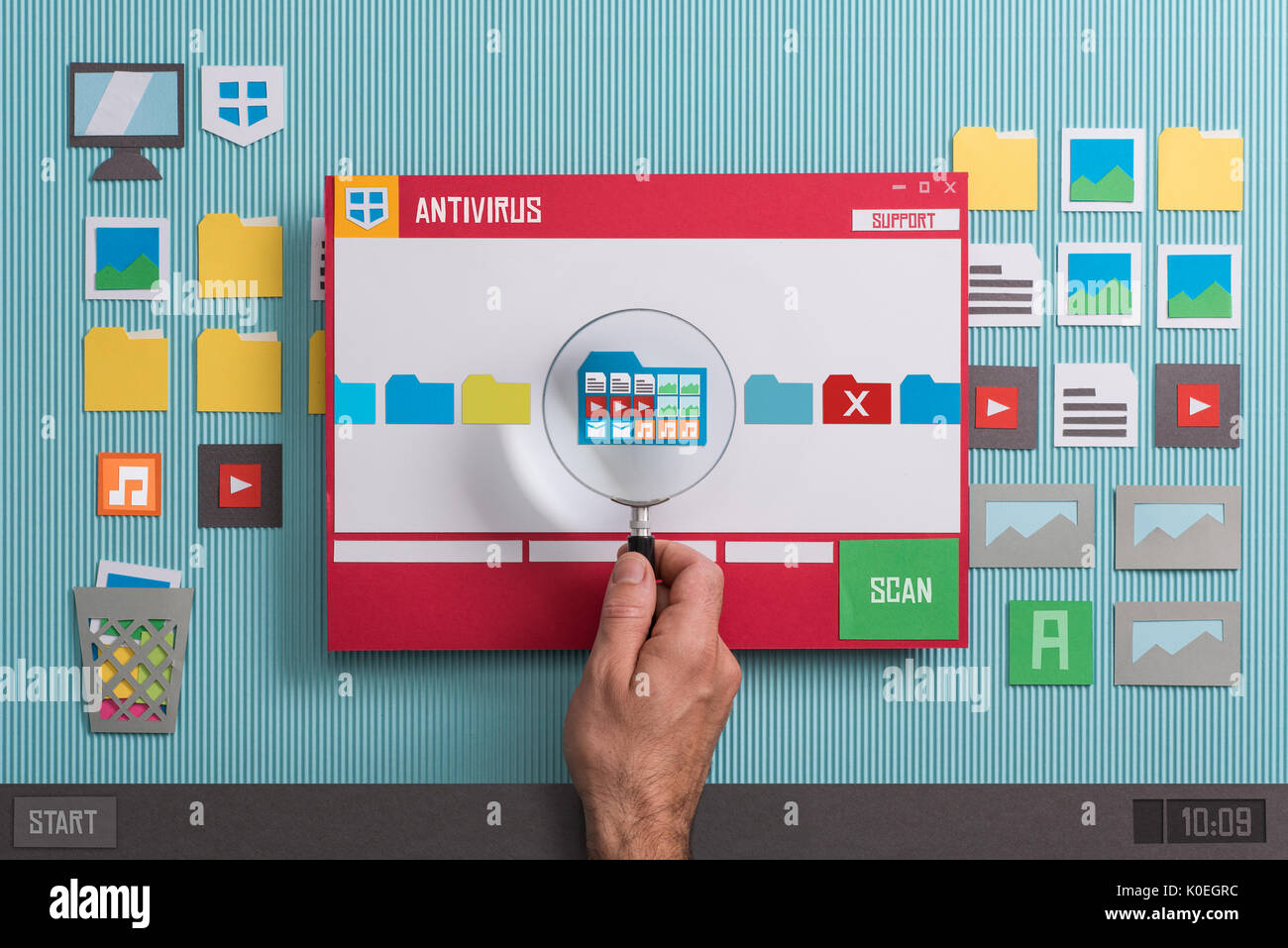Antivirus protection software scanning files and removing malware: the ...