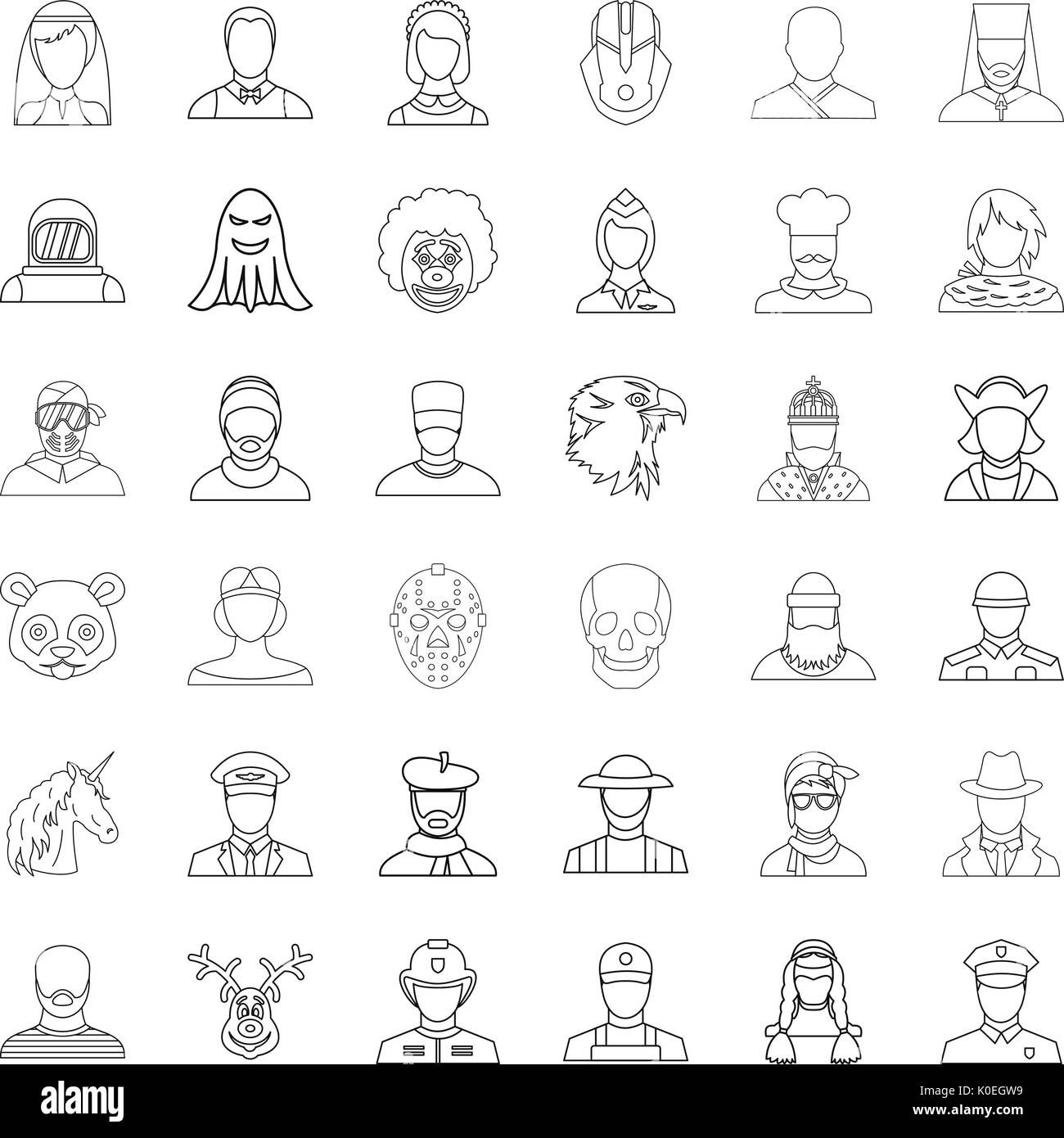 Woman Icons Set Outline Style Stock Vector Image And Art Alamy