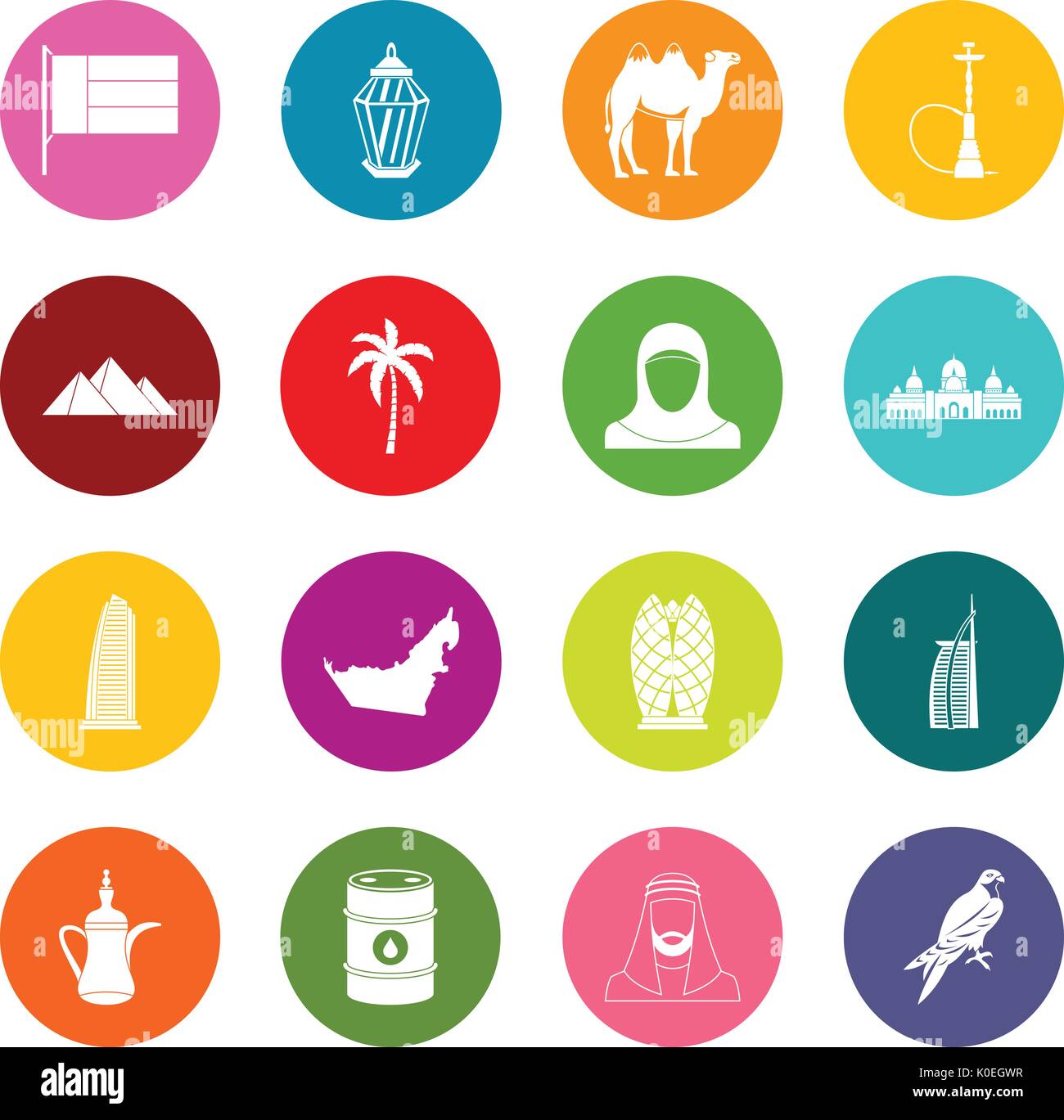 UAE travel icons many colors set Stock Vector Image & Art - Alamy