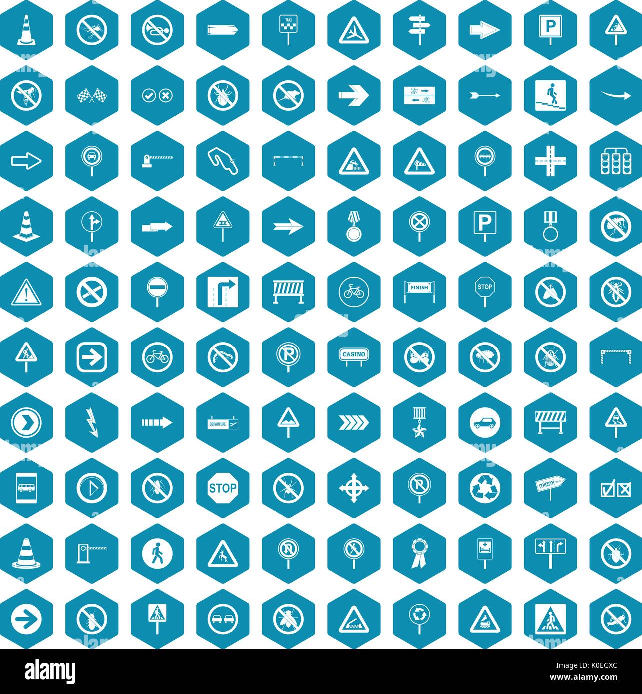 100 road signs icons sapphirine violet Stock Vector Image & Art - Alamy