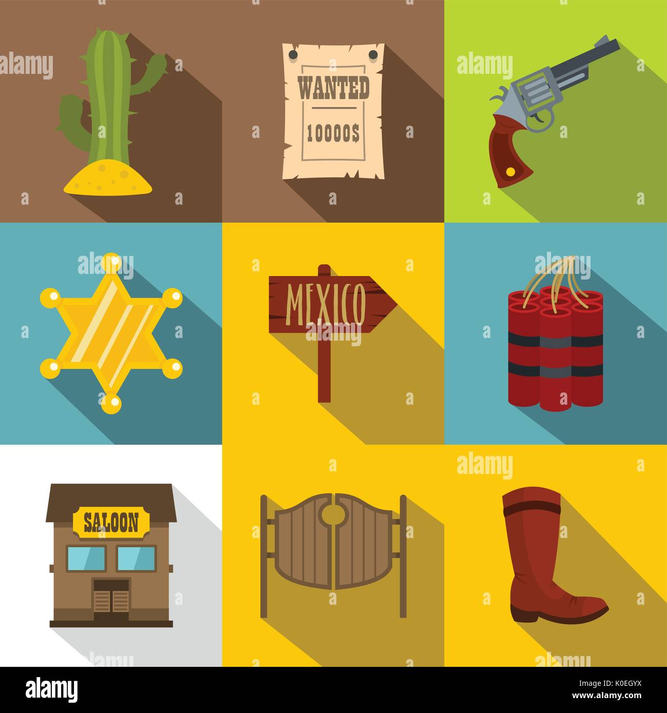 Wild west icons set, flat style Stock Vector Image & Art - Alamy