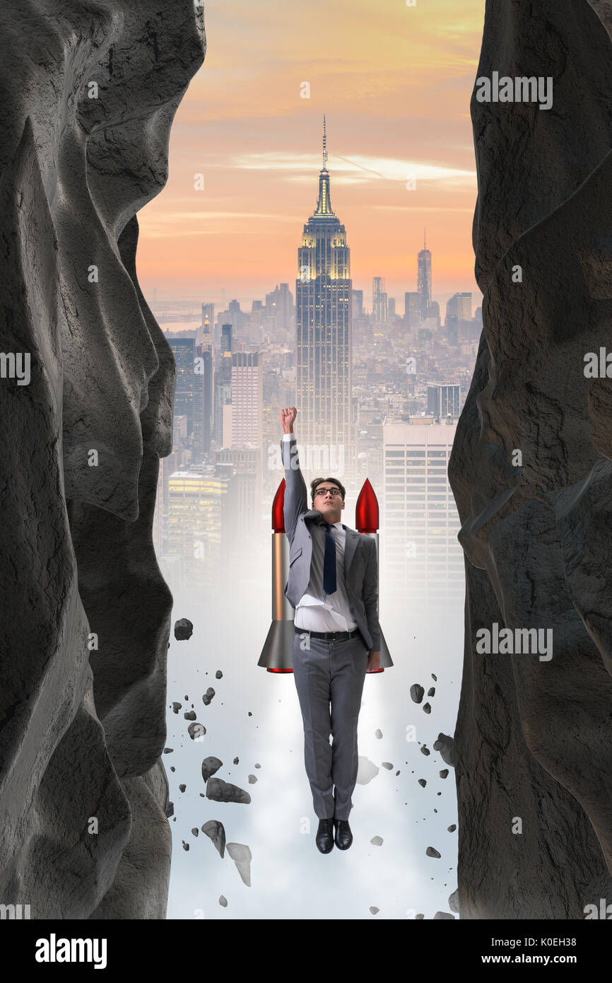 Businessman overcoming challenges in business concept Stock Photo - Alamy