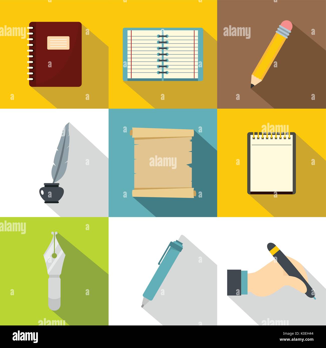 Paper work icons set, flat style Stock Vector Image & Art - Alamy