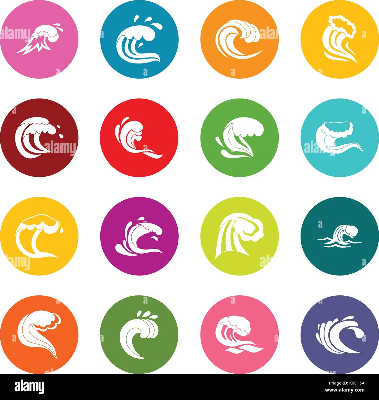 Sea waves icons many colors set Stock Vector Image & Art - Alamy