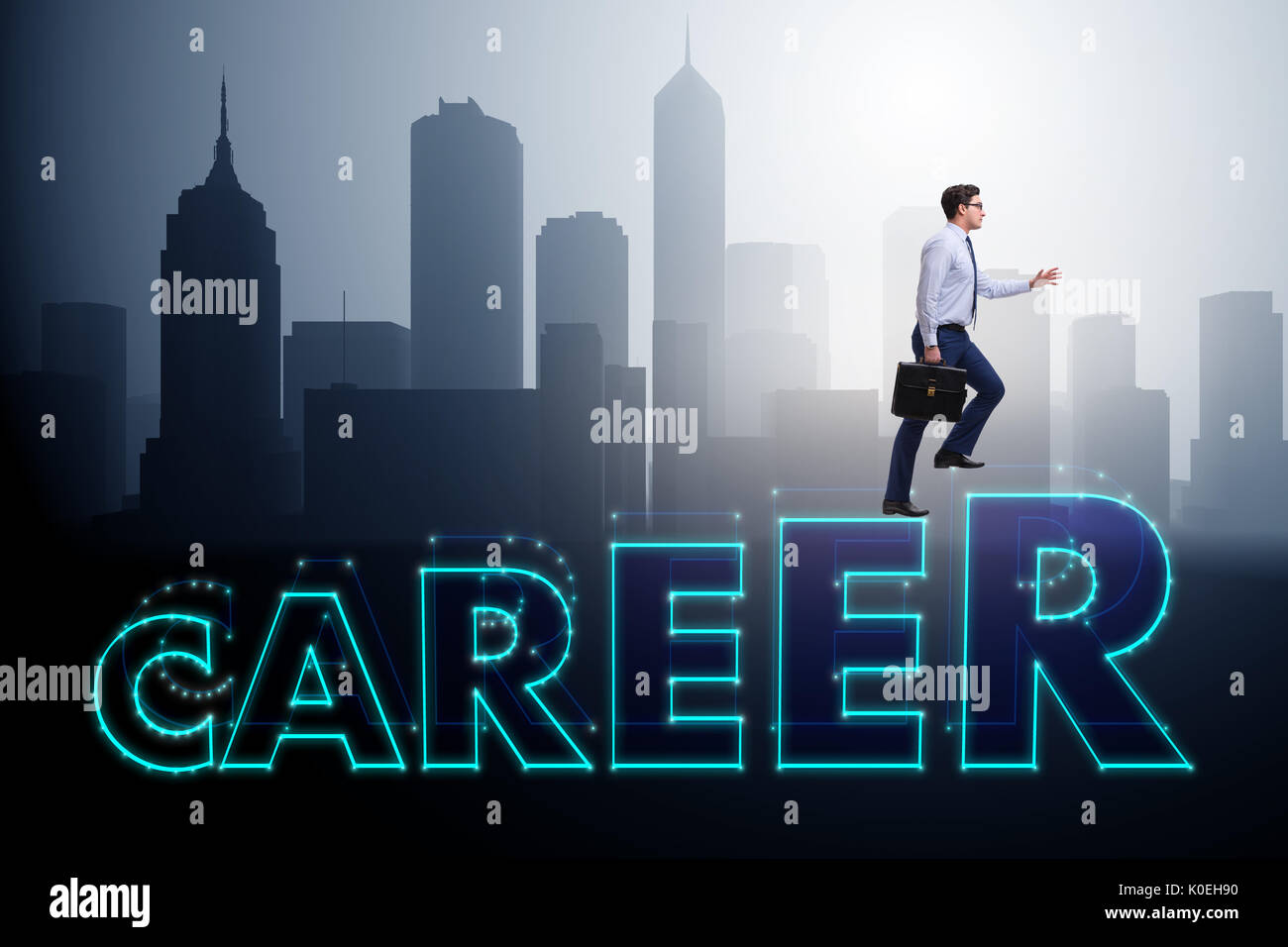 Businessman in career progress concept Stock Photo - Alamy