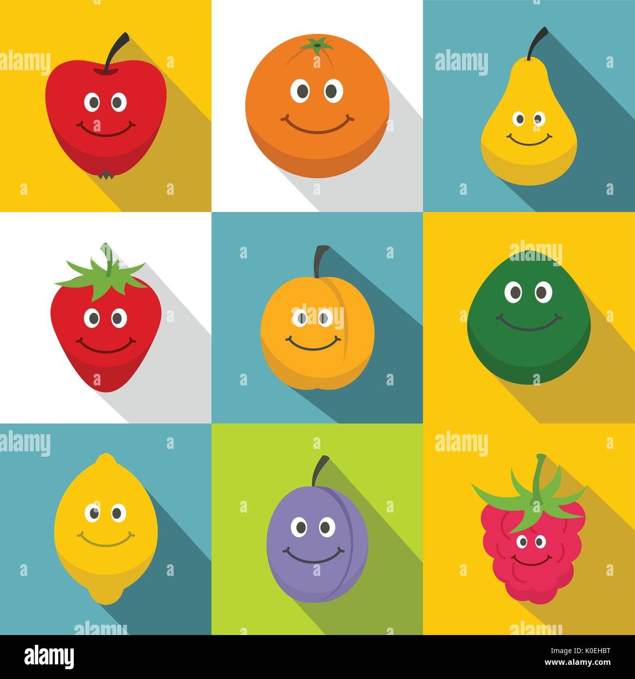 Healthy fruit icons set, flat style Stock Vector Image & Art - Alamy